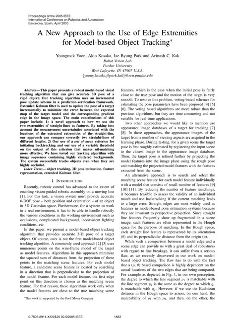 Pdf A New Approach To The Use Of Edge Extremities For Model Based Object Tracking
