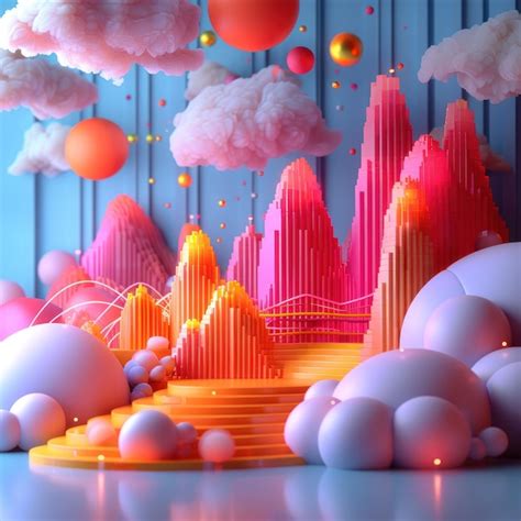 Premium Photo Bokeh Business 3d Cartoonish Charts And Shapes Floating