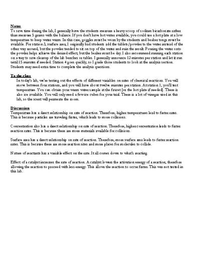 Lab Reaction Kinetics By Starlorten Enterprises Tpt