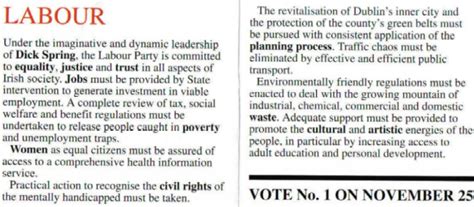 Eithne Fitzgerald Labour Party Dublin South 1992 General Election Irish Election Literature