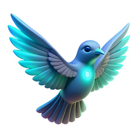 3d Bird Illustration Teal Wings Glowing 56280845 Png