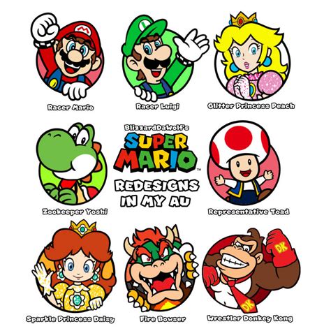 My Super Mario Character Redesigns In My Au By Blizzarddaarcticwolf On