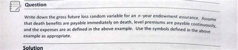 Question Write Down The Gross Future Loss Random