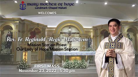 First Mass Of Rev Fr Reginald Malicdem November 23 2022 5 30pm Youtube