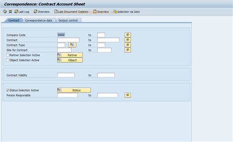 RECPA SAP Tcode Contract Account Sheet Transaction Code