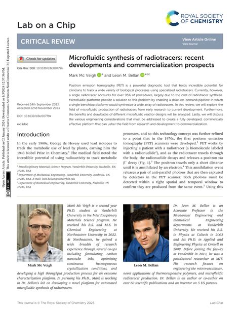 Pdf Microfluidic Synthesis Of Radiotracers Recent Developments And