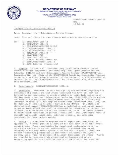 Standard Naval Letter Format