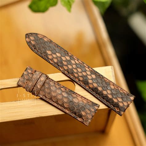 Bracelet Marron En Python Bracelet De Montre En Cuir Fait Main Personnalisé Toutes Les
