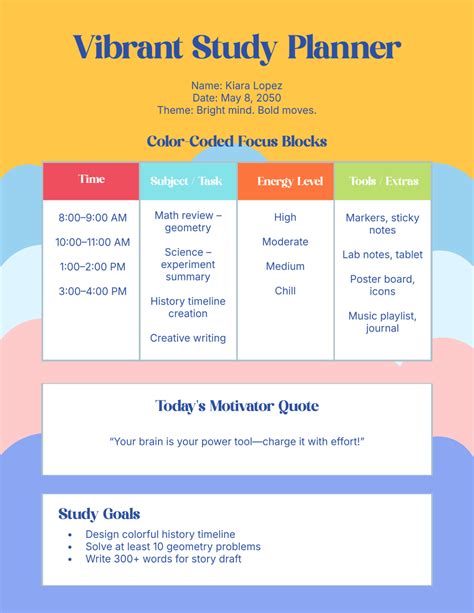 Free Study Planner Templates To Customize Online