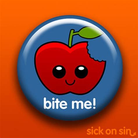 Bite Me Apple Pin Button Magnet Bottle Opener Pocket Mirror Etsy
