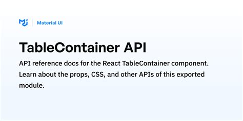 Tablecontainer Api Material Ui Mui 组件库