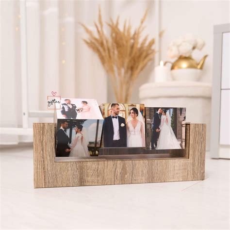 Personalized Photo Cube Rotating Memory Photo Frame Wooden Photo T