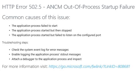 Netcore Asp Net Core Failed To Start Process With Commandline M Rcus