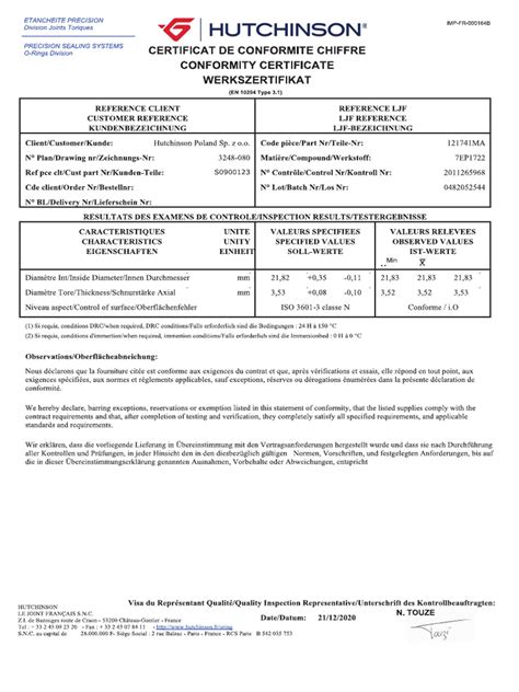 Material Certificate Pdf
