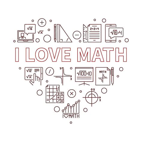 Premium Vector I Love Math Concept Vector Line Heartshaped Banner