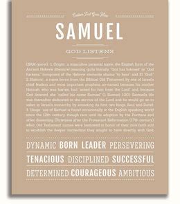 Samuel Personalized Name Meaning Art Prints Name Stories