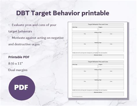 Dbt Target Behavior Worksheet Dbt Worksheets