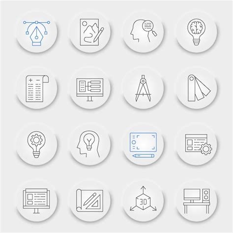 Premium Vector Design Thinking Line Icon Set