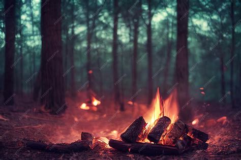 Premium Photo Campfire In The Forest Beautiful Landscape Of Nature
