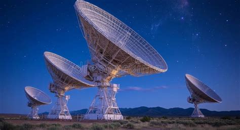 Radio Telescope Array Is Used For Observing The Night Sky In Space Exploration Stock Image