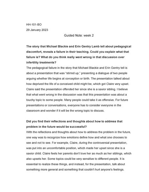 Guided Notes Health Humanities Hh 101 Bo 29 January 2023 Guided Note