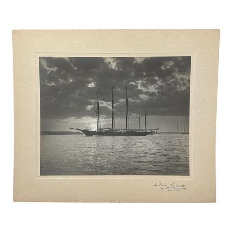 Original Edwin Levick 3 Masted Sailboat At Sunset Gelatin Silver