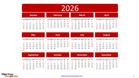 Plan Ahead With The 2026 Calendar Printable Free Powerpoint Template
