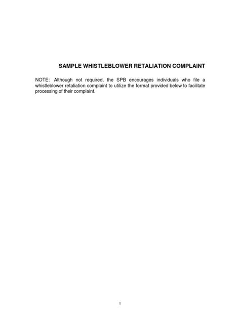 Sample Whistleblower Retaliation Complaint Pdf Whistleblower
