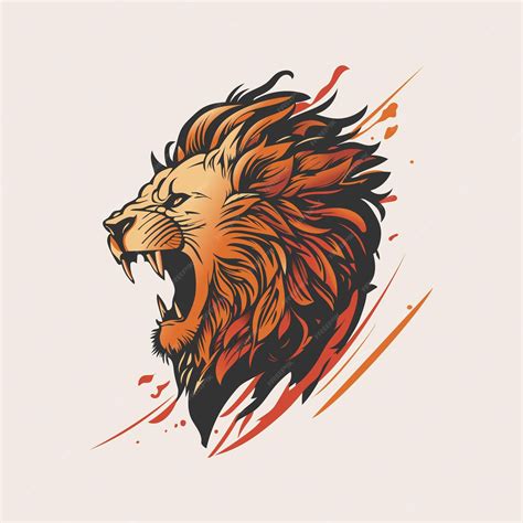 Premium Vector Roaring Lion Head Illustration With Gray Background