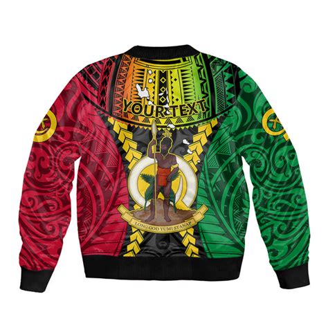 Personalized Vanuatu Sleeve Zip Bomber Jacket Vanuatuan Coat Of Arms