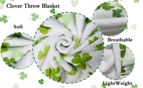 Shamrock Clover Throw Blanket Green St Patricks Day