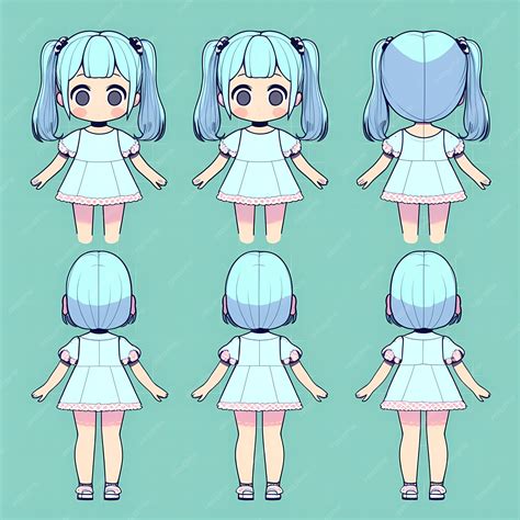 Premium Photo Adorable Kawaii Chibi Anime Character Model Sheet Art