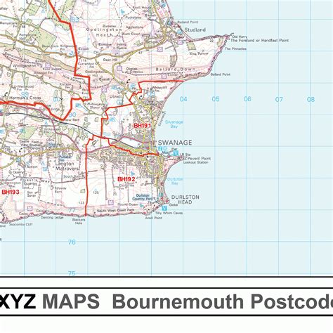 Bournemouth Bh Postcode Wall Map Xyz Maps