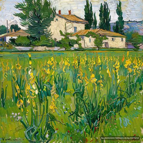 Ai创作图梵高印象派油画 油菜花油画 梵高油画风 油菜花壁画 雷诺花园中的芦荟油画 印象派无框画 彩色油菜花风景画 印象派壁画 油画油菜花 蒙的里安风格油画 印象派装饰画 印象派画风 人物风景