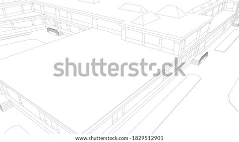 Gráficos De Arquitectura Visualización 3d Edificio Vector De Stock