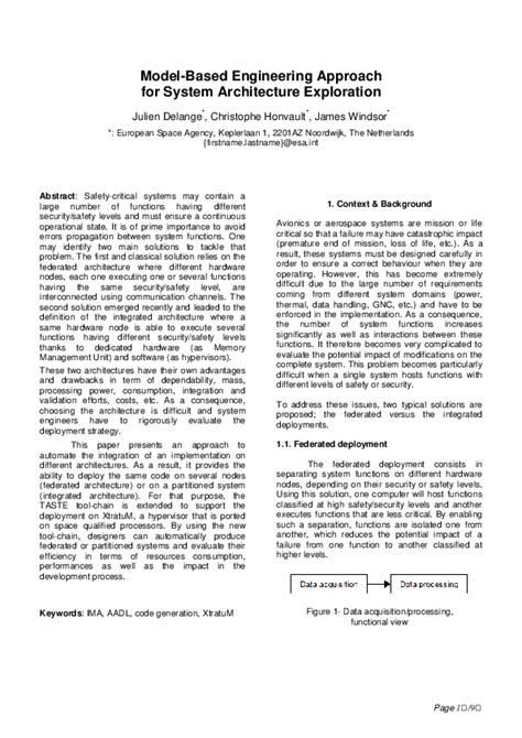 Pdf Model Based Engineering Approach For System Architecture Exploration