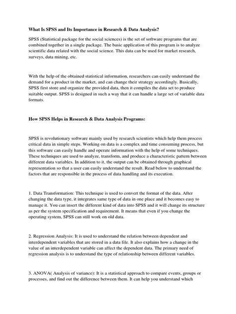 What Is Spss And Its Importance In Research Analysis Pdf Spss