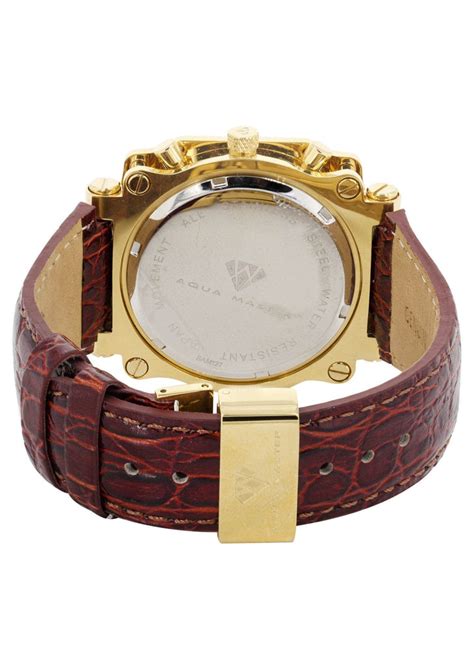 Mens Yellow Gold Tone Diamond Watch Appx 125 Carats