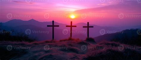 Ai Generated Crucifixion And Resurrection Of Jesus At Sunset Three