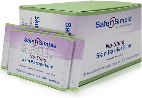 Safe N Simple Skin Barrier Wipes 25 Large 5” X 7