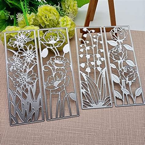 4 Pieces Background Flower Frame Metal Cutting Dies 3d