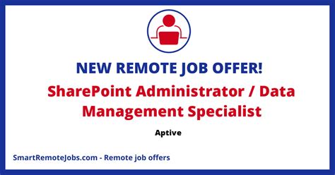 Sharepoint Administrator Data Management Specialist Aptive Smart