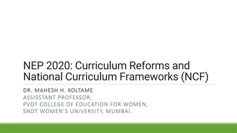 Nep 2020 Curriculum Reforms And National Curriculum Frameworks Ncfpdf
