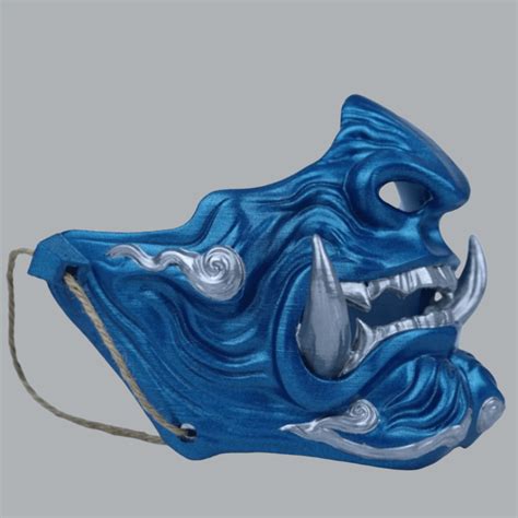 Demon Oni Mask Metallic Blue Space Armory Japanese Mask And