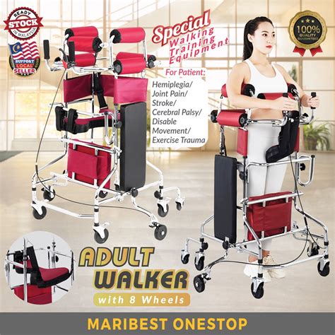 Adult Walker With 8 Wheel Rehabilitation Elderly Stroke Cerebral Palsy