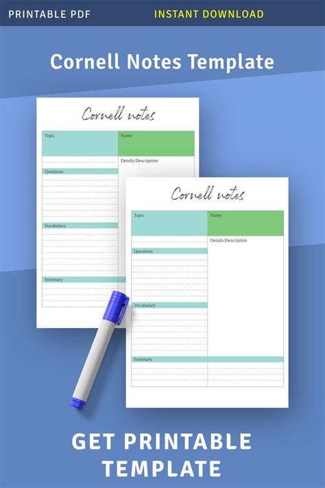 Cornell Notes Template Blank Cornell Notes Template Planner Design Cornell Note Taking