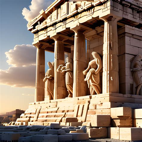 Acropolis City Statues Realistic Construction Detailed Constr