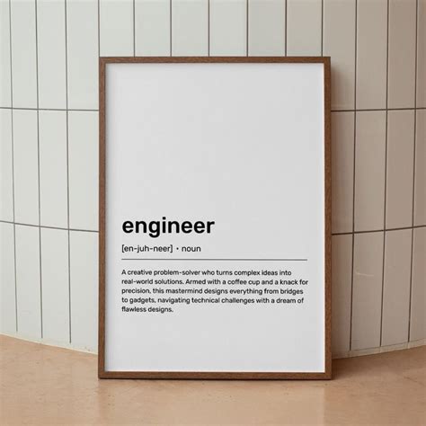 Engineer Definition Print Dictionary Wall Art Digital Download
