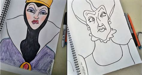 Disney Villain Art Sketches Hand Drawn Fan Tribute Technicolor Memories