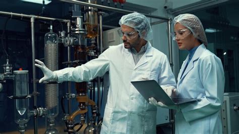 Premium Photo Two Scientist In Professional Uniform Working In